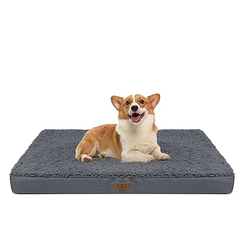 UUBEI High-Elastic Breathable Dog Mat Bed Waterproof Crate Dog Bed Washable Deluxe Sherpa Cover Comfy Durability Dog Bed Crate Pad Anti-Slip Pet Bed Warm Mat for Dogs Up to 99 lbs