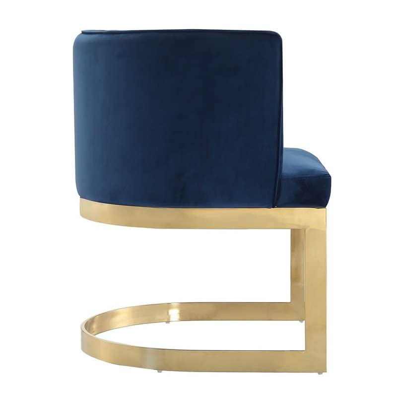 Manhattan Comfort Aura Mid Century Modern Velvet Dining Chair, Set of 2, Royal Blue