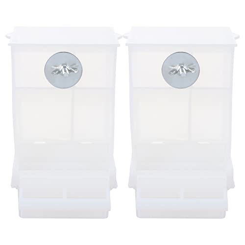 POPETPOP 2pcs Automatic Bird Feeder - No Mess Bird Cage Feeders Parrot Seed Tube, Creative Bird Feeding Container for Parakeet Canary Cockatiel Finch