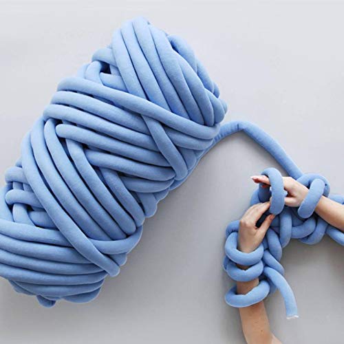 clootess Arm Knitting Yarn Chunky Braid Cotton Yarn for Handmade DIY Throw Blanket Pet Bed,Machine Washable,Blue 3 lbs