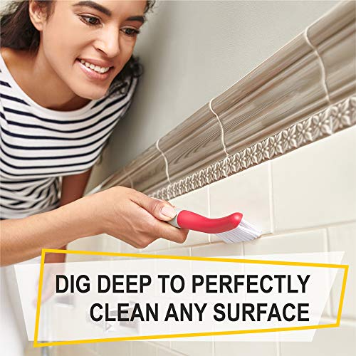 Scrub Brush Set of 3pcs - Cleaning Shower Scrubber with Ergonomic Handle and Durable Bristles - Grout Cleaner Brush - Scrub Brushes for Cleaning Bathroom, Shower, Tile, Kitchen, Floor, Bathtub, Floor