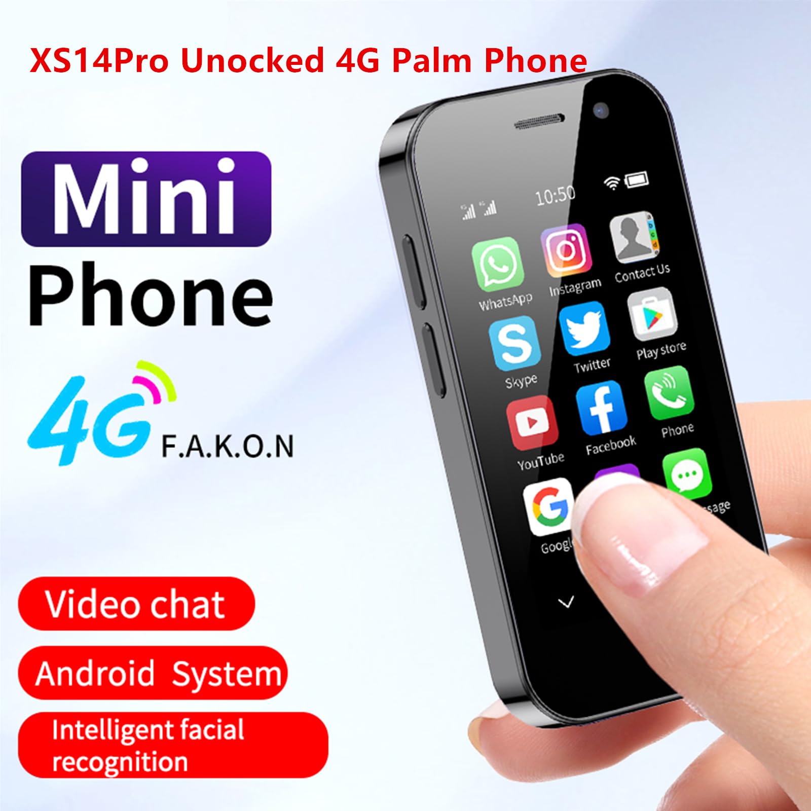 XS14Pro Mini 4G Smartphone 3.0 Inch Quad Core Dual Sim Ultra Thin Unlocked Card Mobile Phone WiFi Bluetooth Hotspot Student Pocket Cellphone Global Version(RAM 3GB+ROM 64GB, Black)