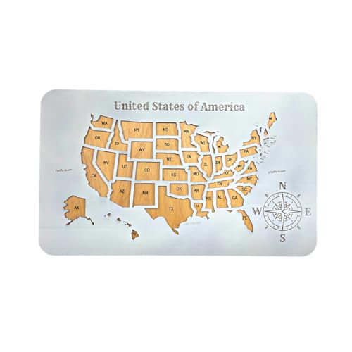 3D Wooden USA States Map, Travel Map, Push Pin, Patriot Decor, Map Wall Decor, USA Map, World map Art (Normal (14in x 10in))