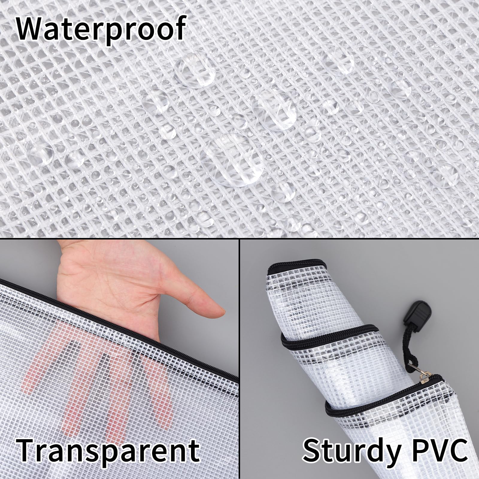 EOOUT 20pcs Mesh Zipper Pouch 8 Sizes Waterproof Zipper Bags, Plastic Travel Pouch for Board Game Travel Storage School Supplies Office Appliances Home Organize