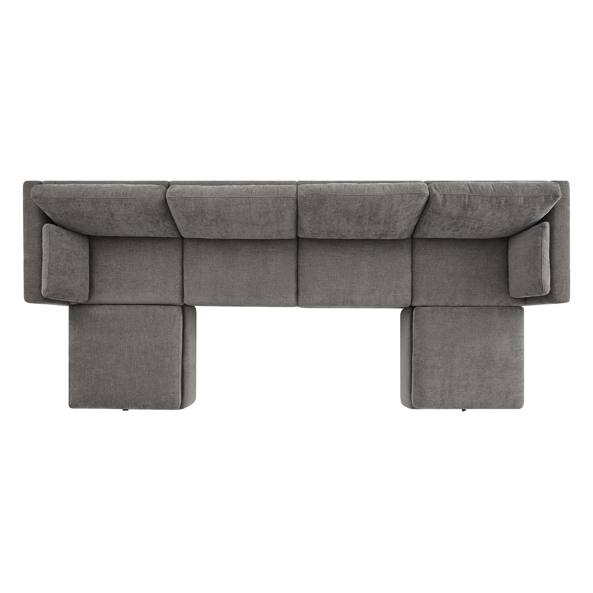 CHITA Oversized Modular Sectional Fabric Sofa Set, Extra Large U Shaped Couch with Reversible Chaise, 146 inch Width, 6 Seat Modular Sofa with Storage Ottamans, Grey
