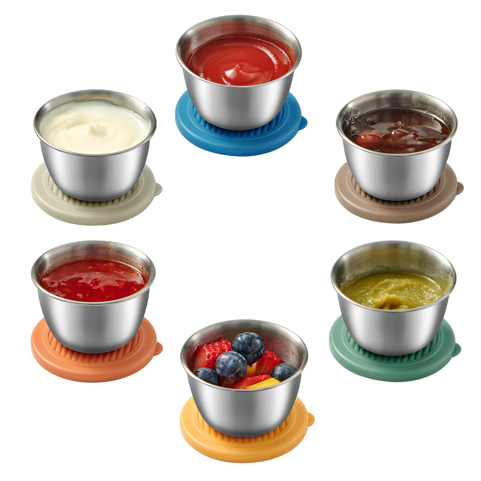 VANDHOME 2.3OZ/70ml Salad Dressing Container To Go With Lid 6 Pack Leakproof Dipping Sauce Cups Sauce Container for Lunch Small Containers for Salad Dressing, Snacks, Fits in Bento Box for Lunch