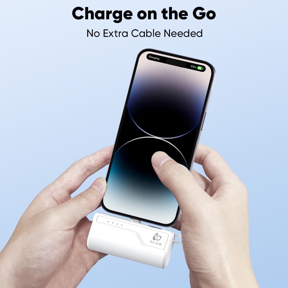 Gankoii iPhone Portable Charger 5000mAh, Mini Power Bank Battery Pack Phone Backup Charger, Small Portable Charger Compatible with iPhone 14/13/ 12/11/ XS Max/XR/X, AirPods, White