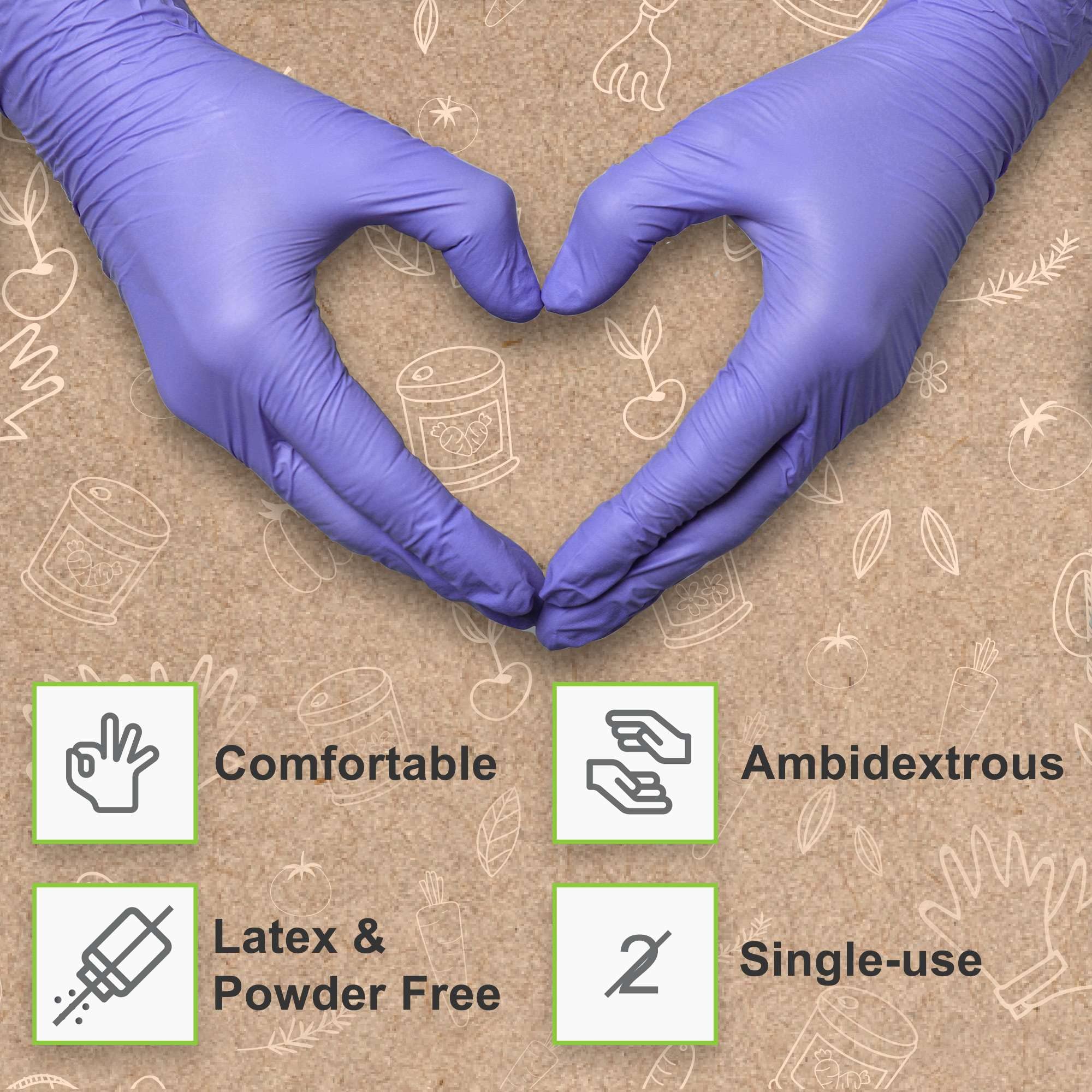 FifthPulse Biodegradable Disposable Nitrile Gloves X Small - 150 Count - Green Food Safe Cooking Gloves - Powder and Latex Free Gloves with Textured Fingertips - Home Cleaning Rubber Gloves
