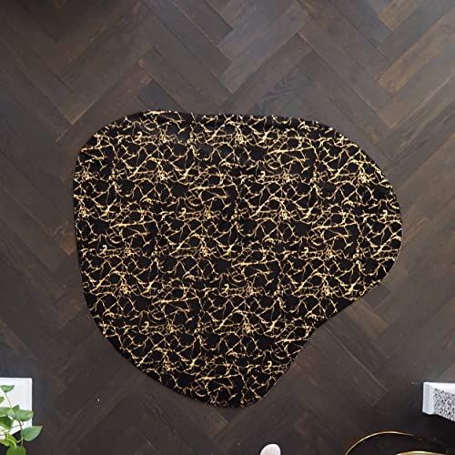 maia] Abstract Gold Gilded Billabong Area Rug Washable for Entryway, Bedroom, Living Room, Bathroom (Black, Billabong)