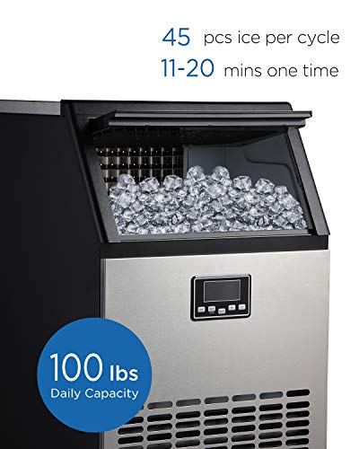 ADT Commercial Ice Maker Machine Freestanding for Restaurants Bars, Homes and Offices (100LBS, 24Hours)