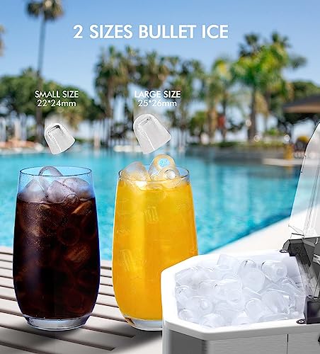 Ice Maker Countertop - Portable Ice Machine Makes 26 lbs of Ice in 24 Hours, 9 Ice Cubes in 6 Minutes, Self-Cleaning - Compact Nugget Ice Maker with Scoop and Basket for Home, Kitchen, and RV (Silver)
