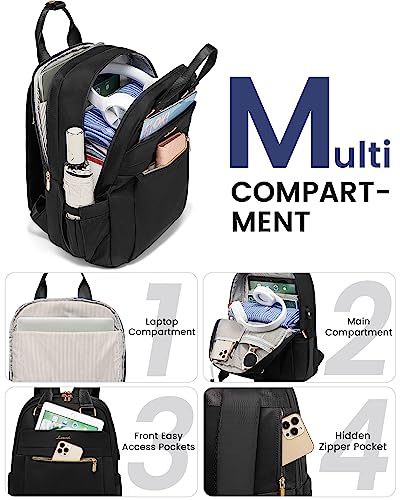 LOVEVOOK Laptop Backpack for Women 15.6 Inch Laptop Bag for Work Travel Computer Backpack with USB Port, Fashion Waterproof Backpack Purse Casual Daypacks, Black