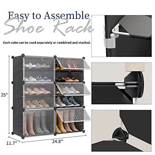 Aeitc 64 Pairs Shoe Rack Organizer Shoe Organizer Expandable Shoe Storage Cabinet Narrow Standing Stackable Space Saver Shoe Rack for Entryway, Hallway and Closet,64"x12"x48"