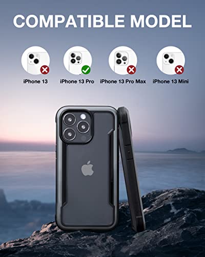 RAPTIC Shield for iPhone 13 Pro Case, Shockproof Protective Clear Case, Military 10ft Drop Tested, Durable Aluminum Frame, Anti-Yellowing Technology Case for iPhone 13 Pro, Black