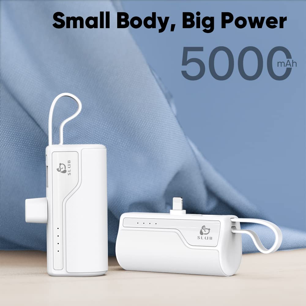 Gankoii iPhone Portable Charger 5000mAh, Mini Power Bank Battery Pack Phone Backup Charger, Small Portable Charger Compatible with iPhone 14/13/ 12/11/ XS Max/XR/X, AirPods, White