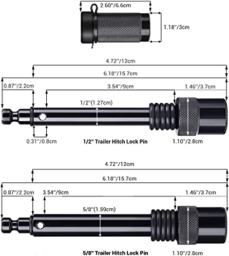 WHSSFINE Trailer Lock Kit Keyed Alike Tongue and Hitch Pin Lock with 5/8 and 1/2 Inch Pins Fit Class I II III IV V Receiver to Secure Trailer for Towing and Storage (4 Pack)