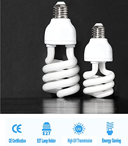 PTCCTV UVB Reptile Light Bulb 5.0 Turtle Lamp Energy Saving Compact Fluorescent Bulbs for Tropical Rainforest Amphibians Pet aquarium Fish Lizard Snake,E27 Screw (UVB5.0 13W)