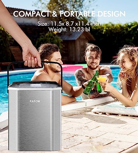 Ice Maker Countertop - Portable Ice Machine Makes 26 lbs of Ice in 24 Hours, 9 Ice Cubes in 6 Minutes, Self-Cleaning - Compact Nugget Ice Maker with Scoop and Basket for Home, Kitchen, and RV (Silver)