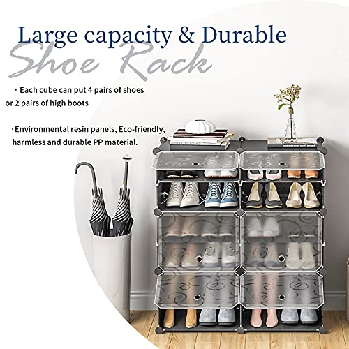 Aeitc 64 Pairs Shoe Rack Organizer Shoe Organizer Expandable Shoe Storage Cabinet Narrow Standing Stackable Space Saver Shoe Rack for Entryway, Hallway and Closet,64"x12"x48"