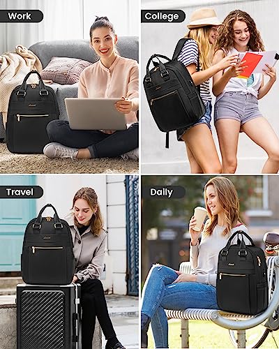 LOVEVOOK Laptop Backpack for Women 15.6 Inch Laptop Bag for Work Travel Computer Backpack with USB Port, Fashion Waterproof Backpack Purse Casual Daypacks, Black