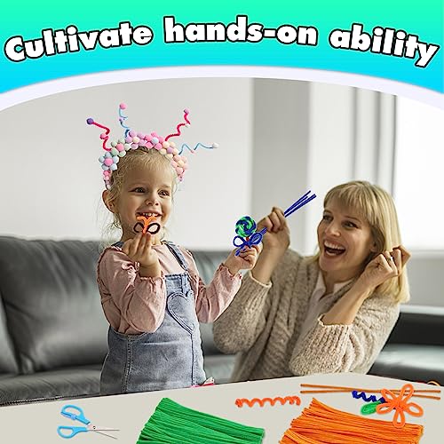 LUNARM 300 PCS Pipe Cleaners, Pipe Cleaners Crafts with Scissors Chenille Stems for Art and Craft Projects, Pipe Cleaners Chenille Stems Creative DIY Decorations (Yellow)