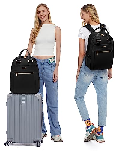LOVEVOOK Laptop Backpack for Women 15.6 Inch Laptop Bag for Work Travel Computer Backpack with USB Port, Fashion Waterproof Backpack Purse Casual Daypacks, Black