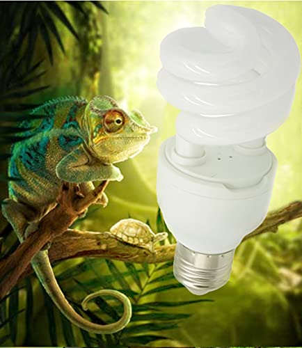 PTCCTV UVB Reptile Light Bulb 5.0 Turtle Lamp Energy Saving Compact Fluorescent Bulbs for Tropical Rainforest Amphibians Pet aquarium Fish Lizard Snake,E27 Screw (UVB5.0 13W)