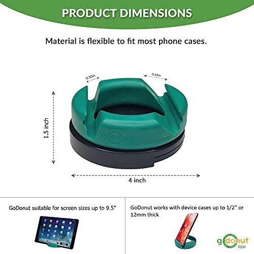 GoDonut Glazed 360 Swivel Phone Stand - Portable Mount Accessory for Travel, Nightstand or Desk- Compatible with Tablet, iPhone & Most Smartphones – Black
