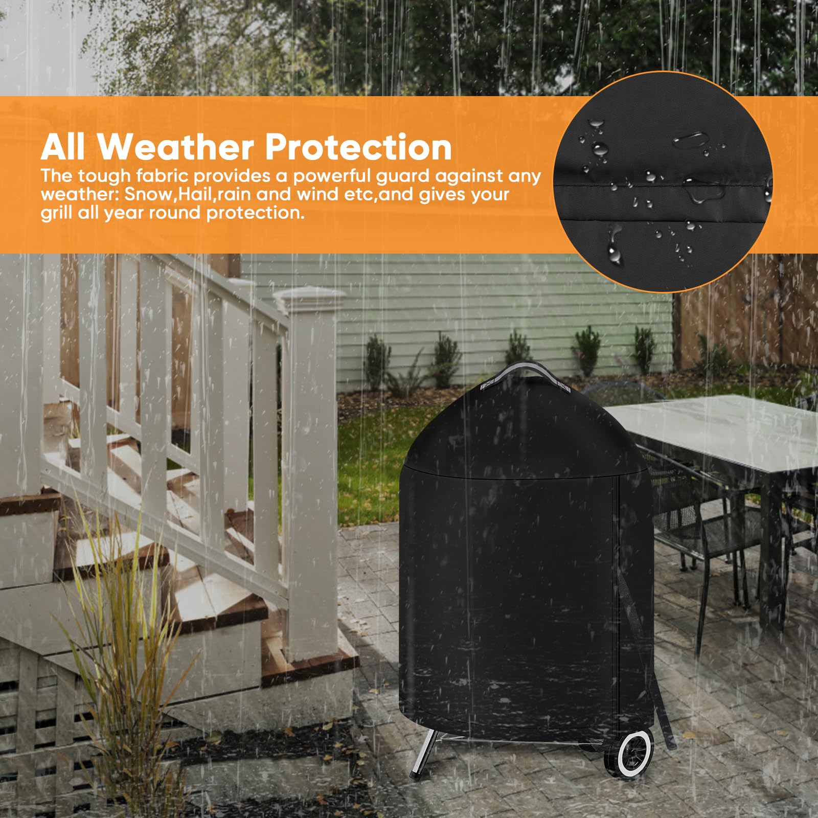 iCOVER Grill Cover for Weber 22 Inch Charcoal Kettle- Heavy Duty Waterproof BBQ Covers for Griddle Char-Broil 22 Inch Grills