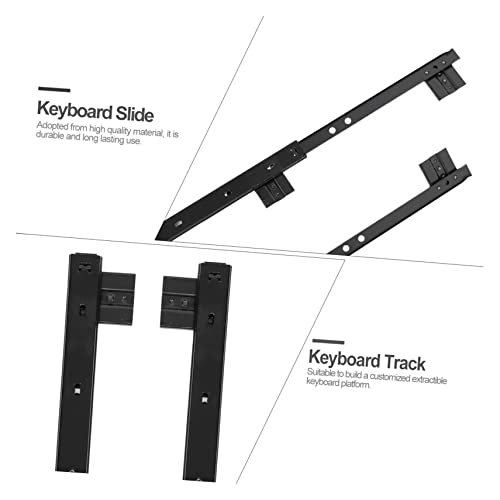 Holibanna 1 Pair Keyboard Rails Keyboard Tray Sliding Rails for Drawers Sliding Keyboard Hardware Keyboard Slide Rail Adjustable Keyboard Slide Desk Rail Rack Computer Office Steel Bracket
