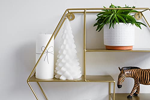 Gold Hexagon Wall Shelves, Extra Large Decorative Floating Shelf for Bathroom, Kitchen & Bedroom Wall Decor Shelfie, Glam Brass Geometric Wall Art, Metal Sconce Shelf, Boho Honeycomb Accent Display