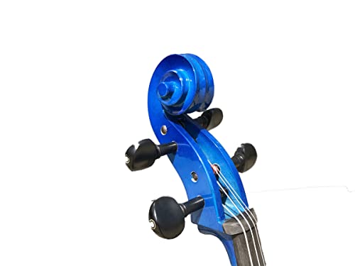 Yinfente advance Cello 4/4 Solid Maple Spruce wood Ebony Cello Parts hand made cello With Cello Bag Bow Black Violincello (blue)