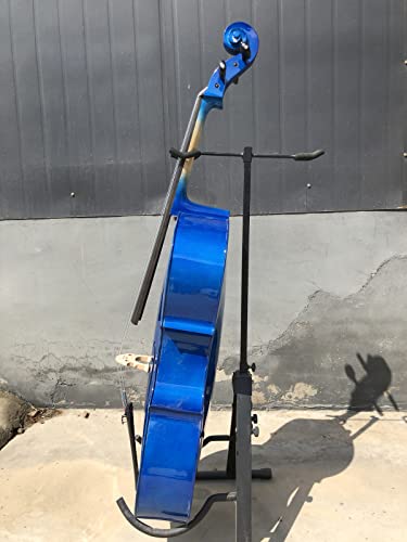 Yinfente advance Cello 4/4 Solid Maple Spruce wood Ebony Cello Parts hand made cello With Cello Bag Bow Black Violincello (blue)