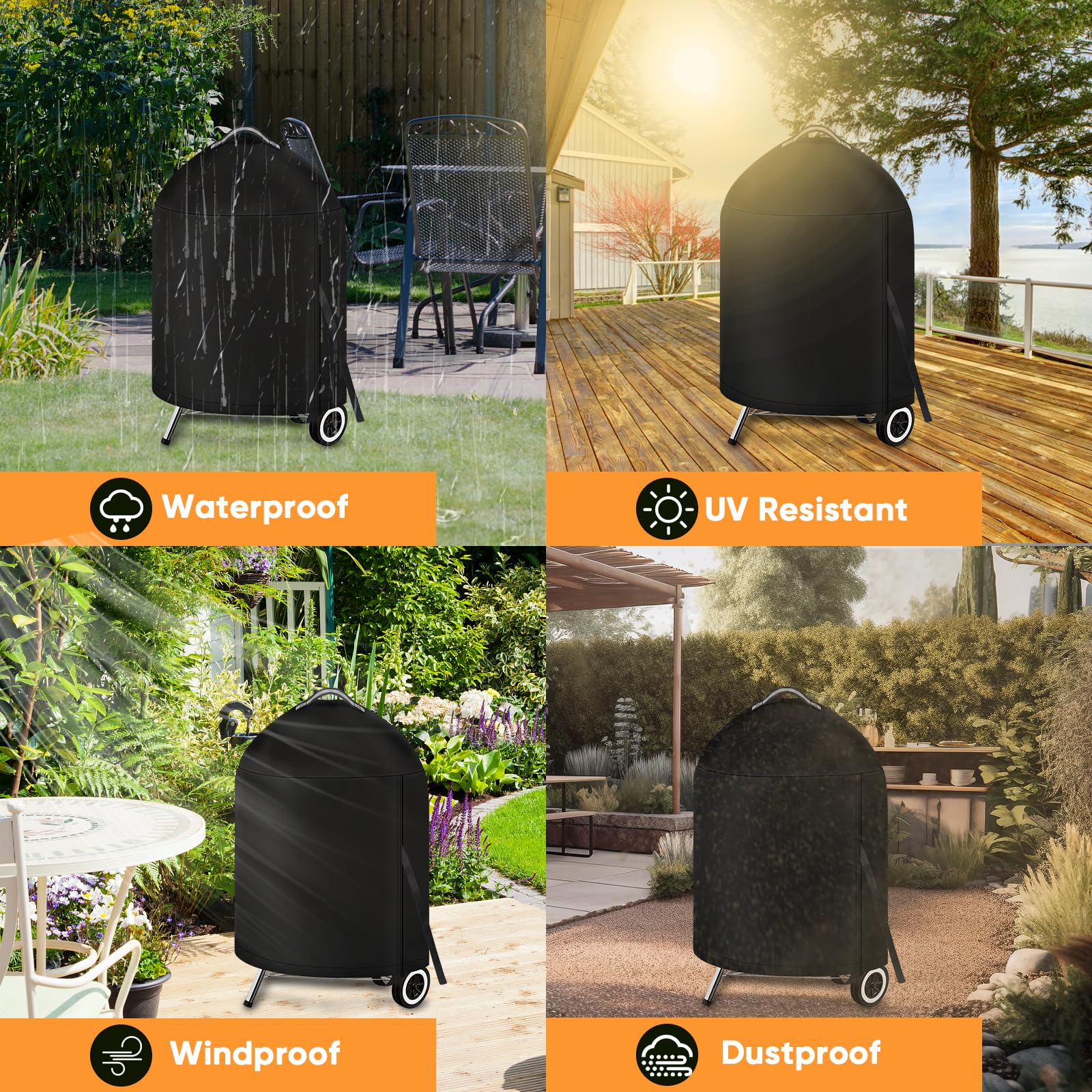 iCOVER Grill Cover for Weber 22 Inch Charcoal Kettle- Heavy Duty Waterproof BBQ Covers for Griddle Char-Broil 22 Inch Grills