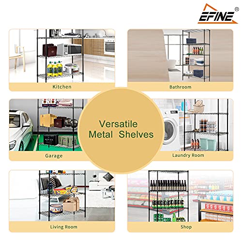 EFINE 2-Pack 5-Shelf Shelving Unit, Adjustable, Heavy Duty Carbon Steel Wire Shelves, 150lbs Loading Capacity Per Shelf, Units and Storage for Kitchen Garage (30W x 14D x 60H) Black