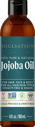SOULSATION Non-GMO Jojoba Oil for Skin, Hair & Face | 100% Pure, Natural Cold Pressed (6oz)