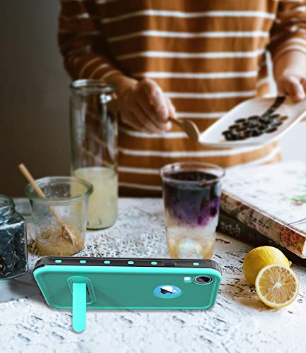 Diverbox for iPhone Xr Case Waterproof,Shockproof Dustproof IP68 Full-Body Sturdy with Kickstand Case Built-in Screen Protector,Underwater Full Sealed Cover Protective for iPhone Xr (Teal)