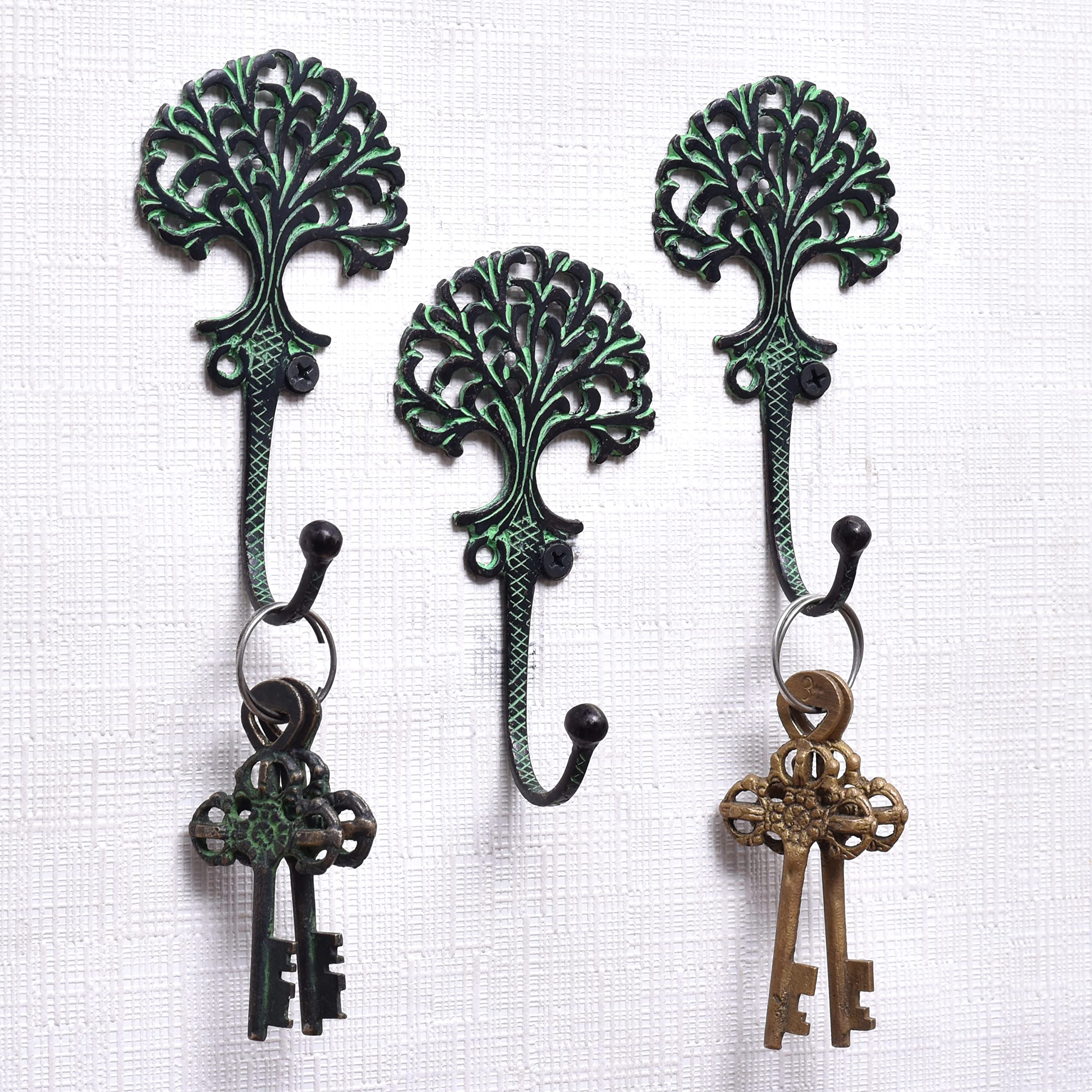 Indian Shelf 3 Pieces Wall Hooks Antique Wall Hooks Decorative Hooks Boho Brass Wall Hooks Unique Hooks Coat Rack Wall Mount Antique Wall Hooks Vintage Hooks Hooks for Hanging Coats