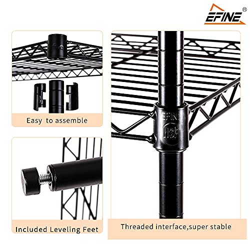 EFINE 2-Pack 5-Shelf Shelving Unit, Adjustable, Heavy Duty Carbon Steel Wire Shelves, 150lbs Loading Capacity Per Shelf, Units and Storage for Kitchen Garage (30W x 14D x 60H) Black