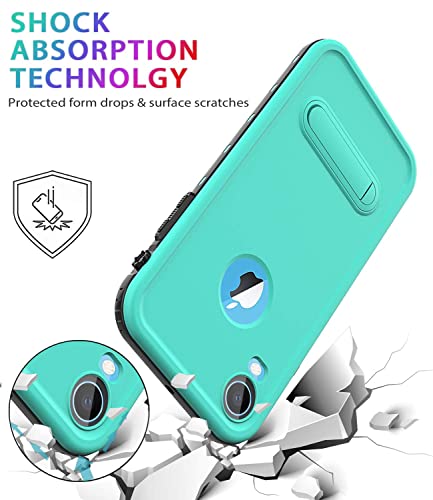 Diverbox for iPhone Xr Case Waterproof,Shockproof Dustproof IP68 Full-Body Sturdy with Kickstand Case Built-in Screen Protector,Underwater Full Sealed Cover Protective for iPhone Xr (Teal)