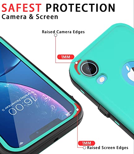 Diverbox for iPhone Xr Case Waterproof,Shockproof Dustproof IP68 Full-Body Sturdy with Kickstand Case Built-in Screen Protector,Underwater Full Sealed Cover Protective for iPhone Xr (Teal)