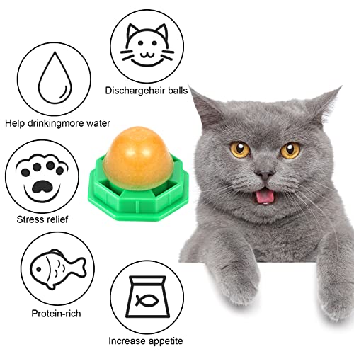 Tinideya 12 Pieces Cat Snacks Candy Ball Cat Licking Sugar Energy Ball Edible Catnip Balls Toy Kitten Sweet Ball Solid Candy for Cat Kitten (Green, Blue)