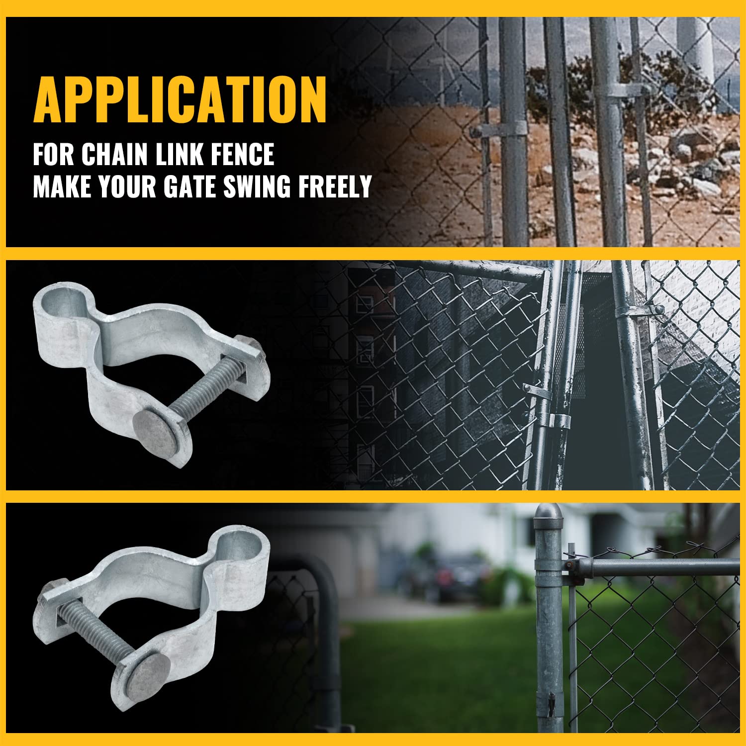 VIVIDA 1-5/8" Chain Link Gate Hinge, Chain Link Fence Female Hinge, Galvanized Steel, for 1-5/8" OD Post/Pipe, Bolts & Nuts Included, 6 PCS