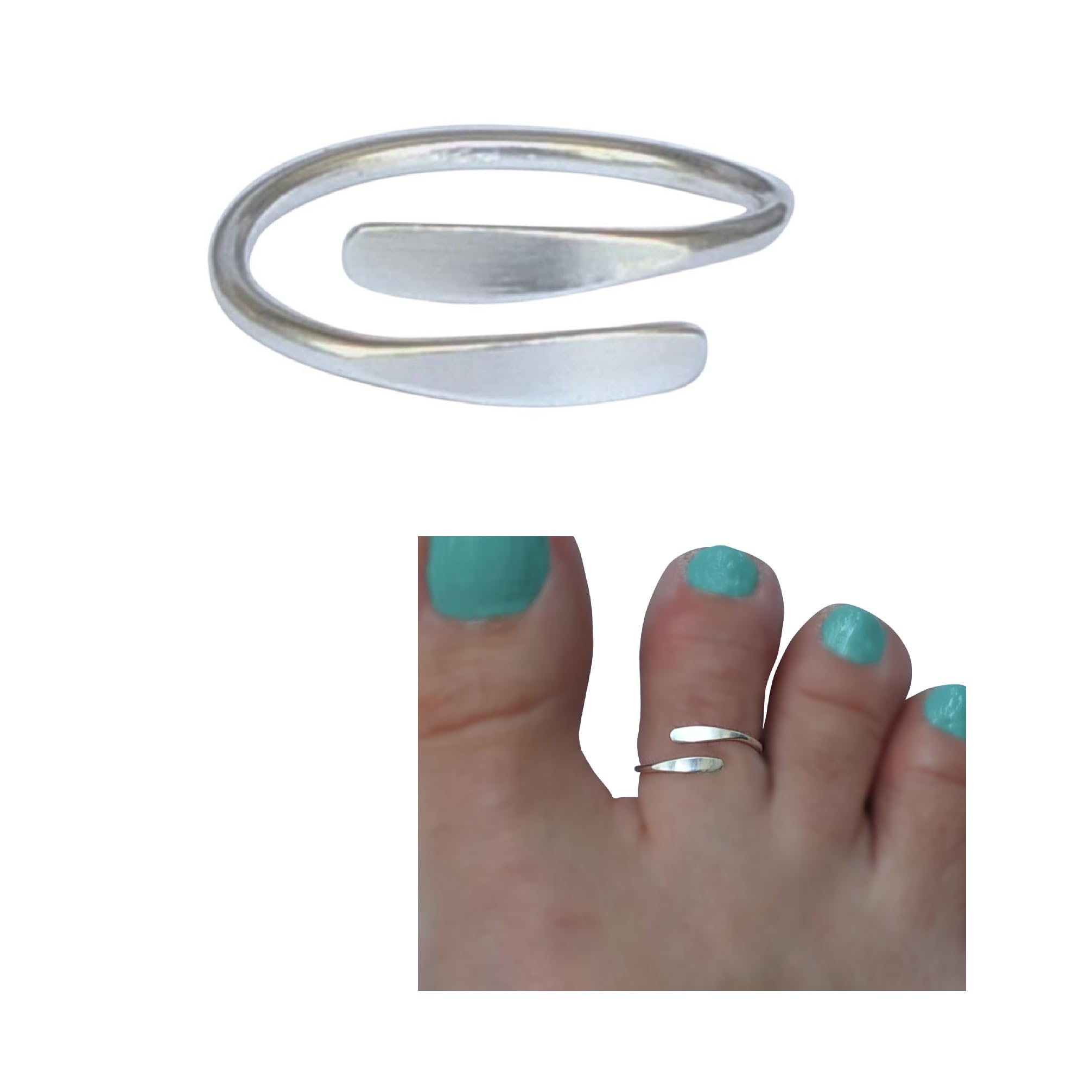 Handmade Silver Wrap Band Adjustable Toe Ring, 925 Sterling Silver, Thin Classic Dainty Open Toe, Pinky or Knuckle Rings for Women, By MiYa Jewelry Creations
