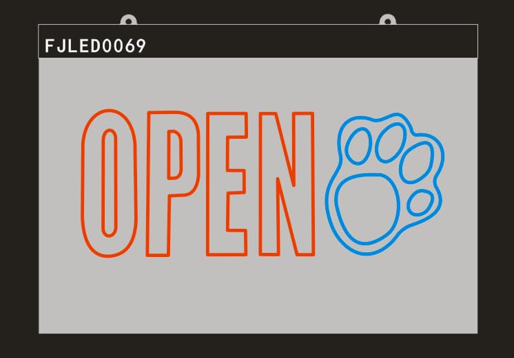 Bar Neon Light Sign Open. With Dog Paw Print. Pet Grooming St6-j0792 Lamp Neon Like Led Signs For Wall Decor