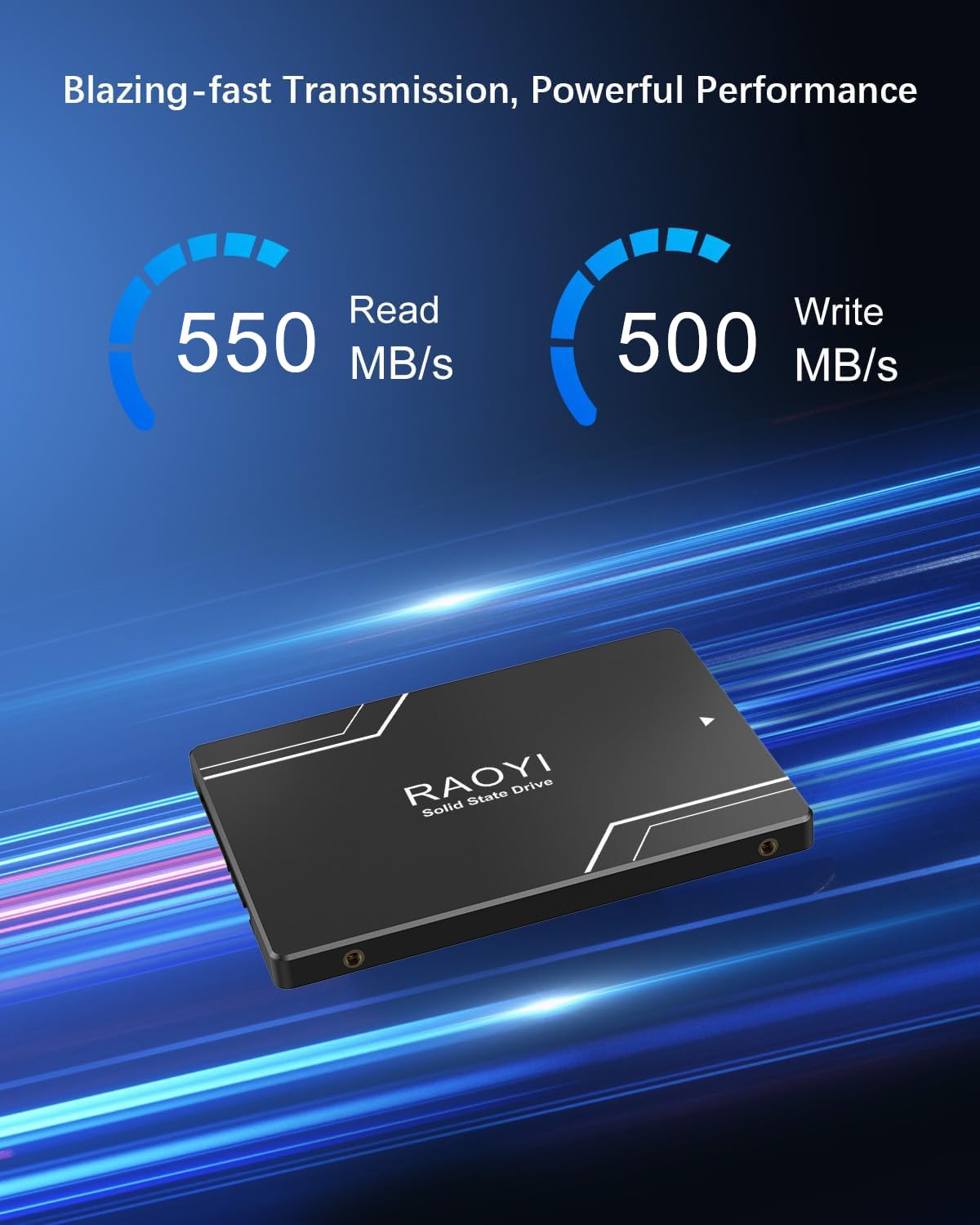 RAOYI 1TB Internal SSD SATA III 6Gb/s 2.5”Solid State Drive 3D NAND Flash Advanced SSD Hard Drive Up to 550MB/s SATA 3 SSD Upgrade Performance for PC Laptop