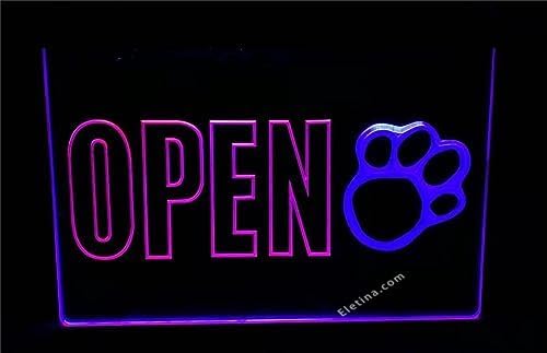 Bar Neon Light Sign Open. With Dog Paw Print. Pet Grooming St6-j0792 Lamp Neon Like Led Signs For Wall Decor