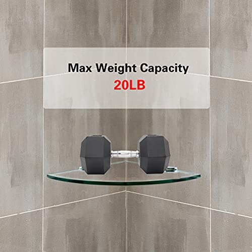 Corner Glass Shower Caddy 4 Pack 8MM-Thick Tempered Glass Shelf No Drilling Wall Mount Corner Mounted Shelves Space Saver Adhesive Bathroom Home Shelf Shampoo Holder Organizer Strong Adhesion