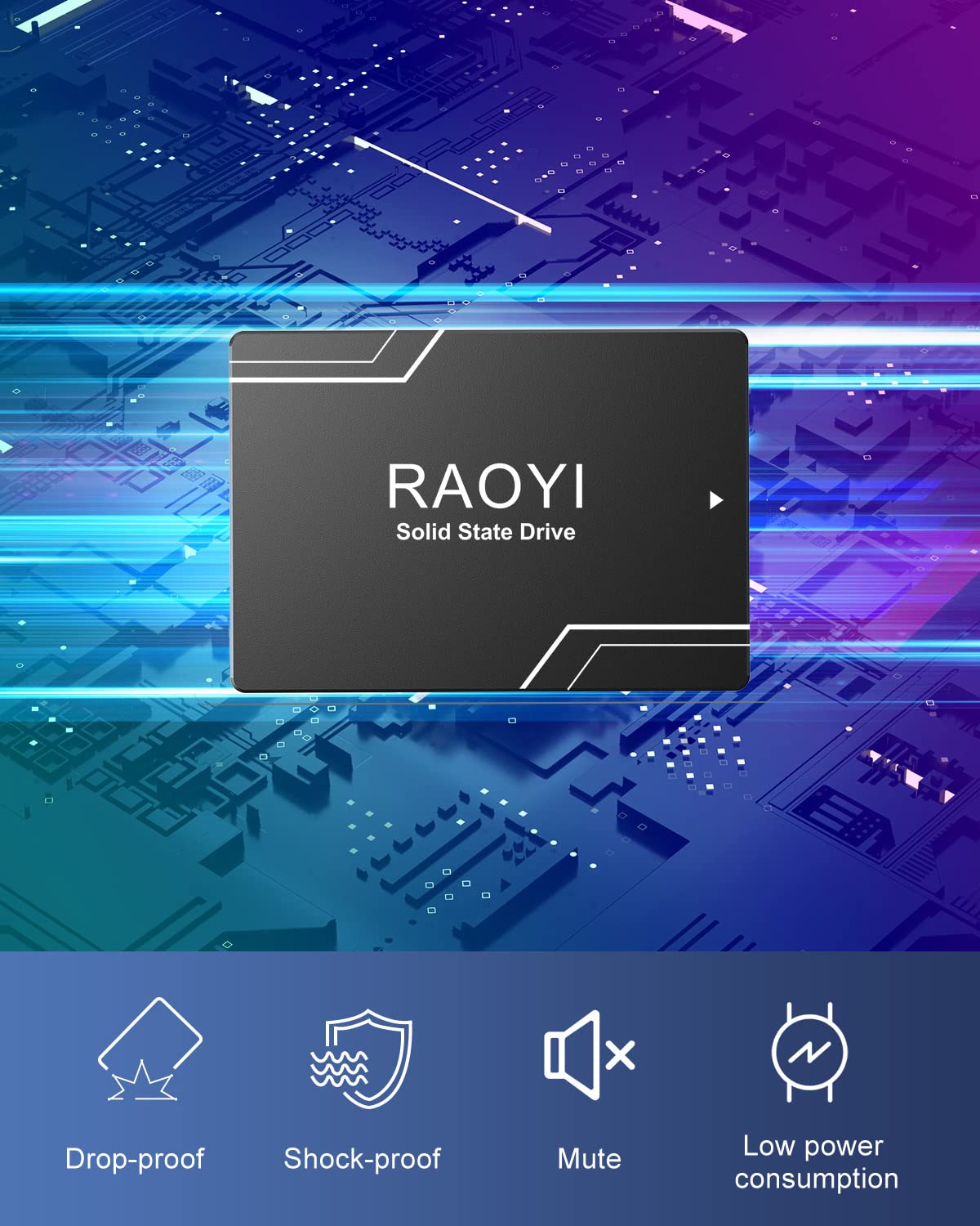 RAOYI 1TB Internal SSD SATA III 6Gb/s 2.5”Solid State Drive 3D NAND Flash Advanced SSD Hard Drive Up to 550MB/s SATA 3 SSD Upgrade Performance for PC Laptop