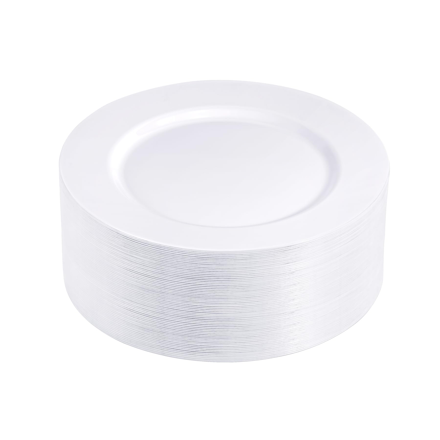 N9R 100PCS White Plastic Plates, Plastic Disposable Plates 10.25inch, Premium Heavy Duty Dinner Plates, Elegant and Fancy Party Plates